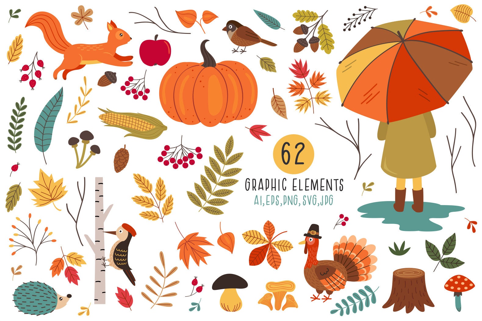 Fall Svg Autumn Svg Autumn Clipart Fall Clipart Collection Pumpkin Svg ...