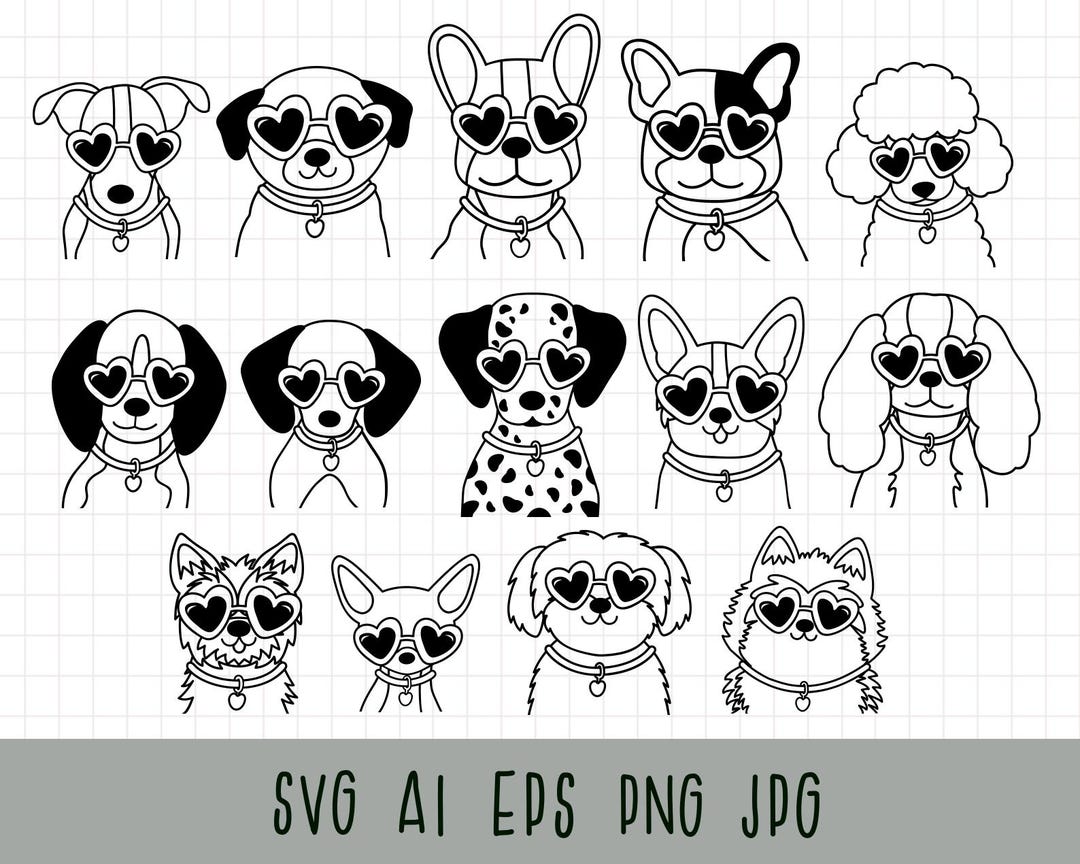 Love Dogs Clipart, Face Dogs Svg, Groovy Retro Dogs Clipart, Dog Png ...