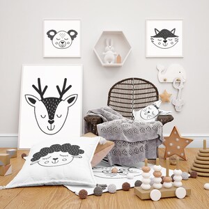 Cute Animals Clip Art Set, Scandinavian Style Clipart Design, Head ...