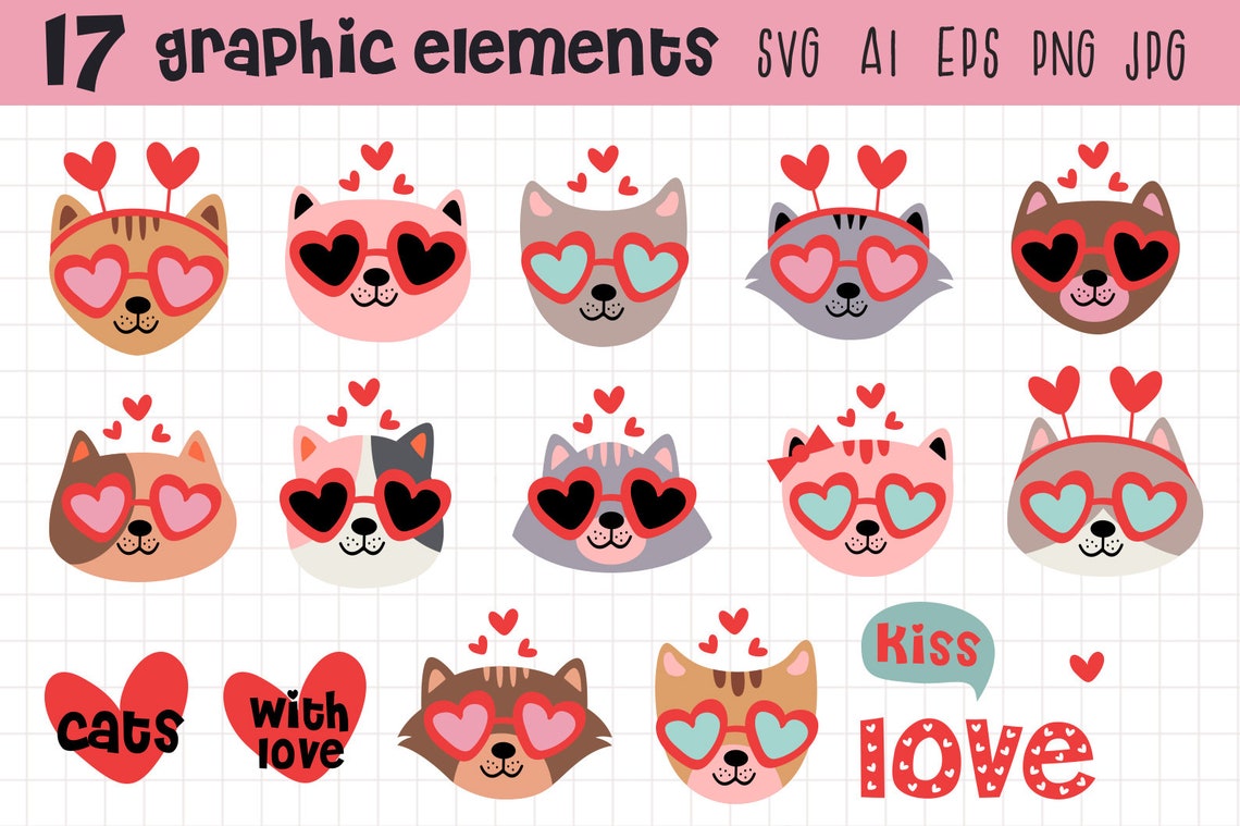 Cat Face Clipart Love Cats Clipart Face Cats Svg Head - Etsy