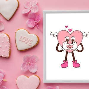 Retro Valentine Day Clipart, Groovy Fun Romantic Characters, Groovy ...