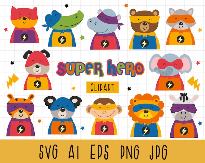 Superhero Svg, Animal Superhero Clipart, Cute Woodland Animals Svg ...
