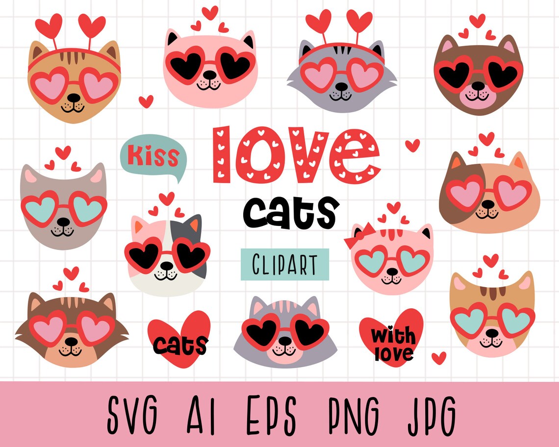 Cat Face Clipart Love Cats Clipart Face Cats Svg Head - Etsy