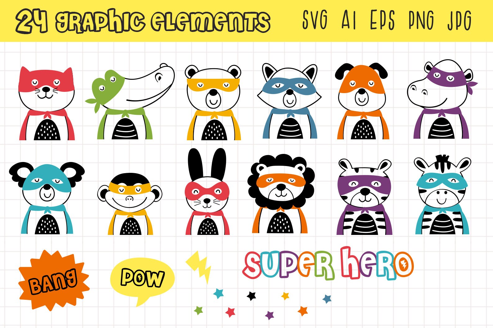 Cute Baby Animal Superhero Clipart, Animal Svg Files, Super Hero Svg ...