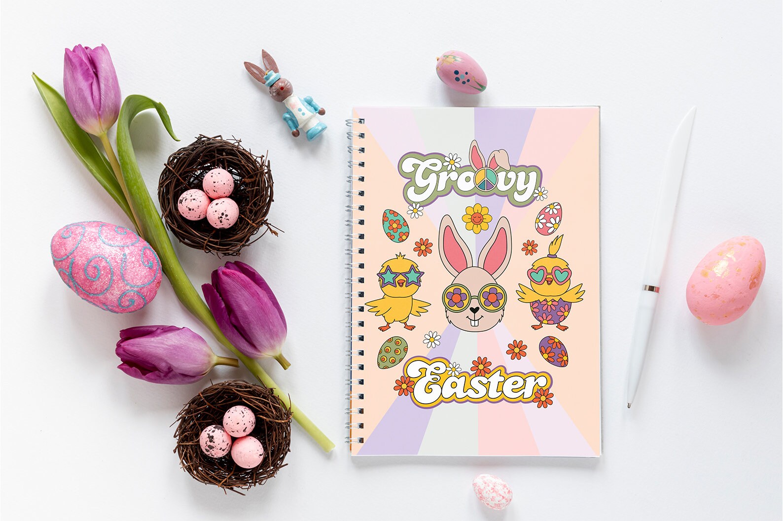 Retro Hippie, Easter Groovy, Groovy Bunny Clipart, Hippie Chick SVG ...