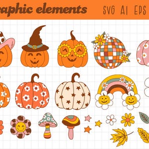 Groovy Halloween Clipart, Retro Fall Png, Halloween SVG, Groovy ...