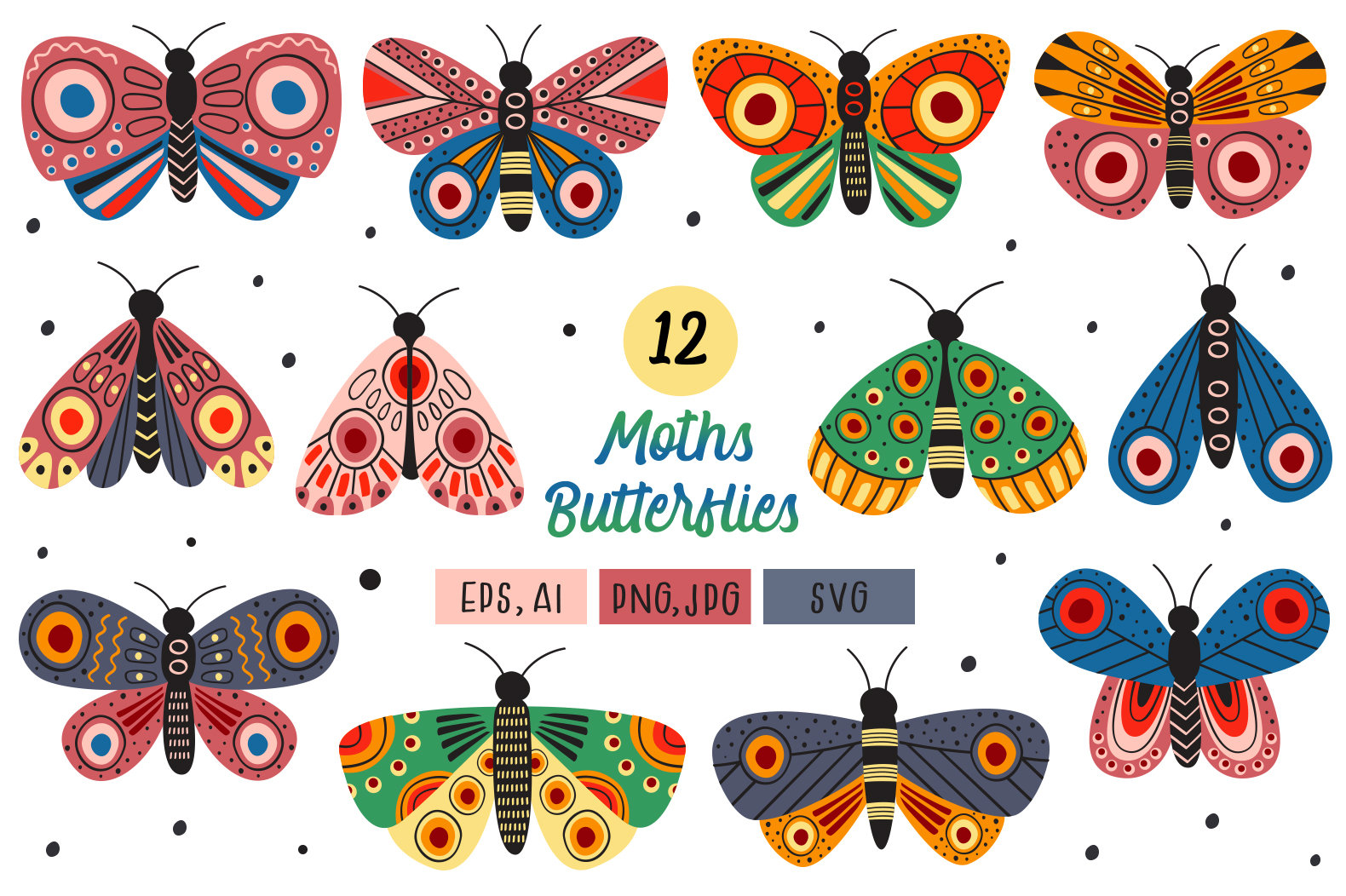 Butterfly Clip Art Butterfly Svg Moths Svg Colorful Svg Insect Clipart ...