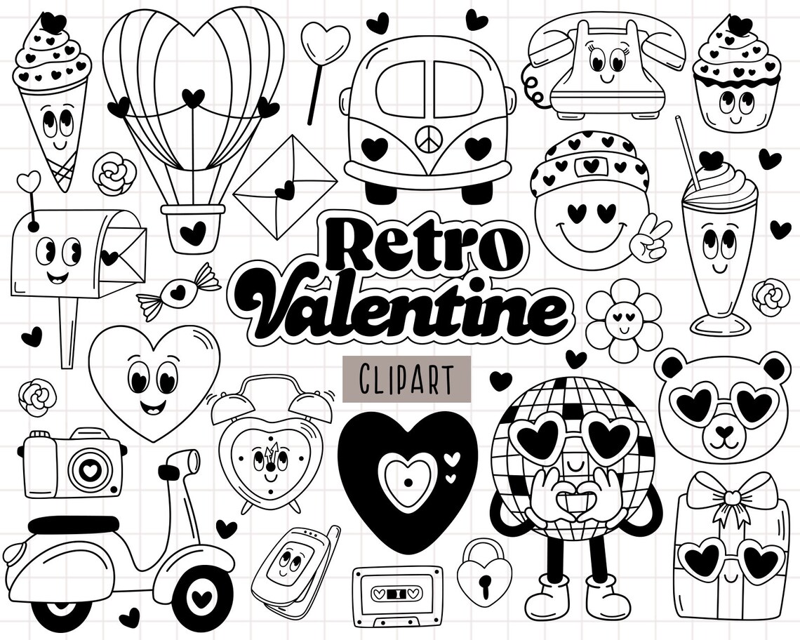 Retro Groovy Valentine, Valentine's Day Svg, Valentines Png, Groovy ...