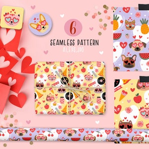 Valentine Seamless Digital Papers, Heart Backgrounds,love Dog Digital ...
