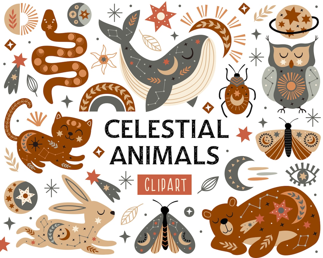 Bohemian Animals Svg Boho Clipart Set Celestial Svg Constellation ...