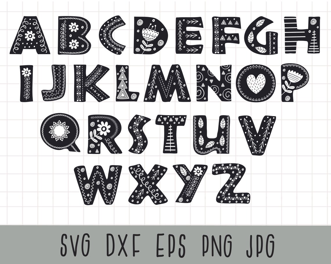 Alphabet Clipart Letter Clipart ABC Print Monogram Svg Black and White ...