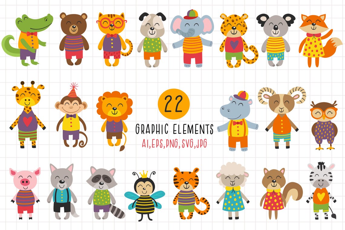 Animals Clipart, Jungle Animals SVG Set, Safari Animals SVG, Forest ...