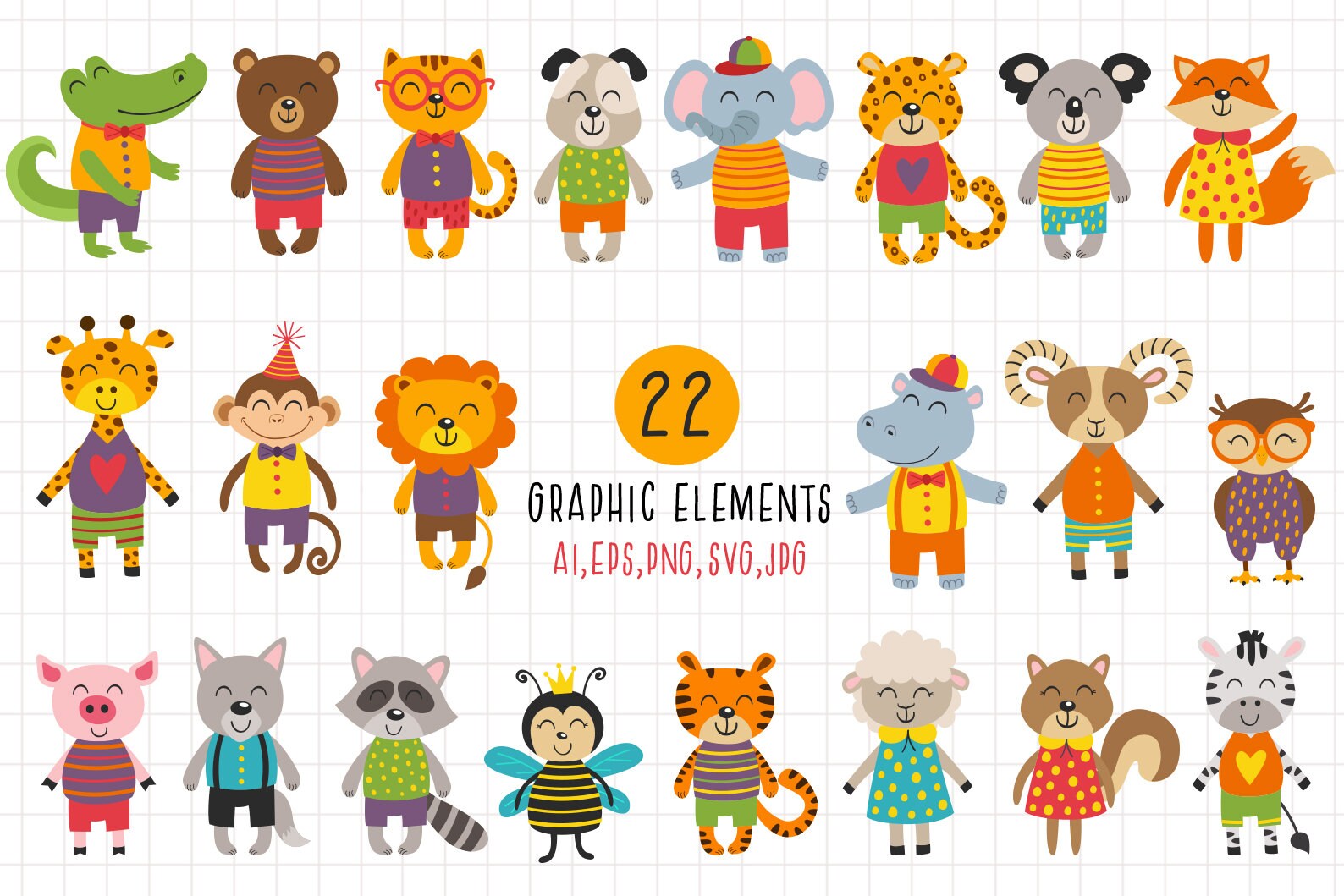 Animals Clipart, Jungle Animals SVG Set, Safari Animals SVG, Forest ...