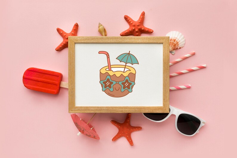 Groovy Summer Clipart Retro Summer Clipart Beach Clipart Vacation ...