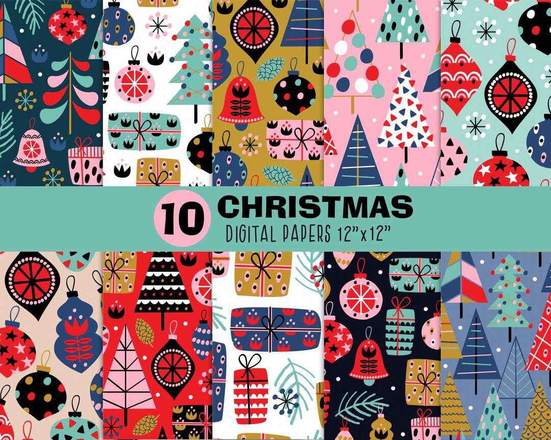 Christmas Digital Paper Christmas Seamless Pattern Vintage Christmas ...