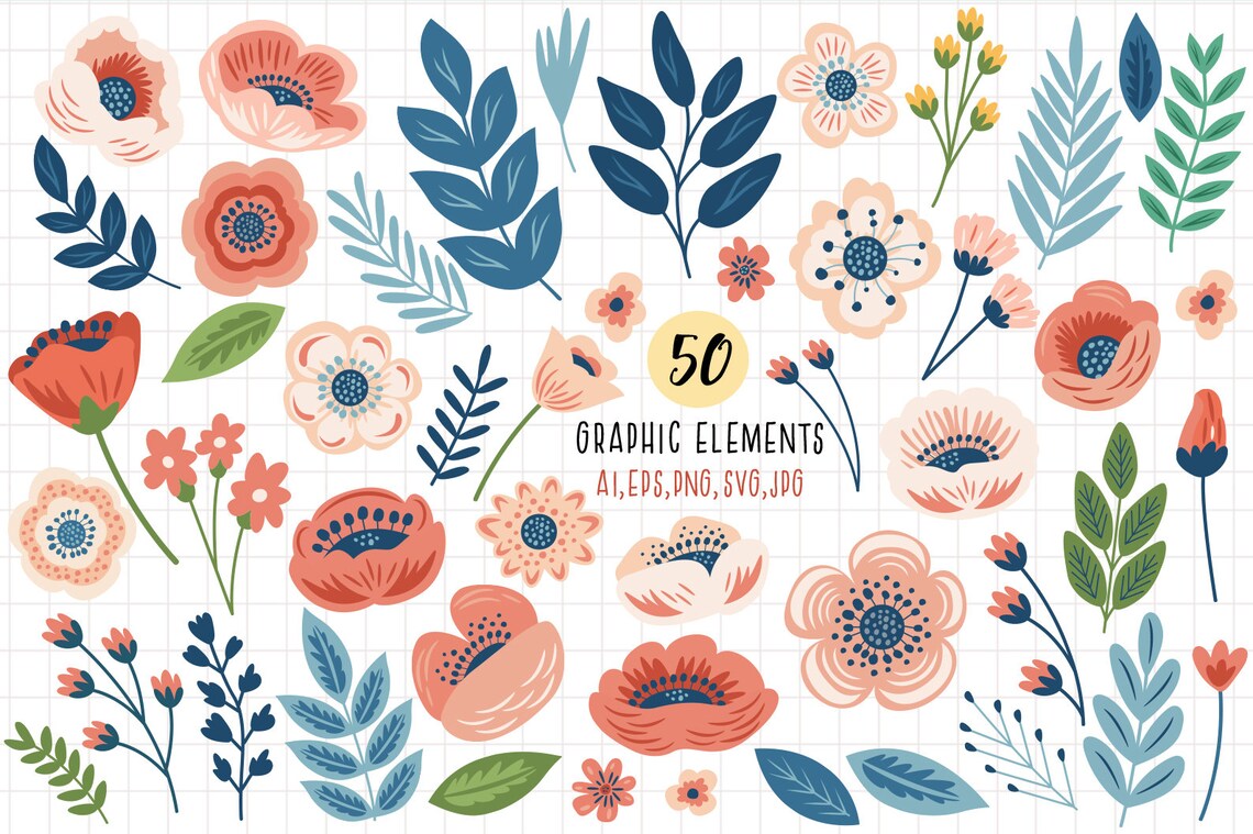 Flower SVG Bundle, Cute Flower Svg, Retro Flower Svg, Floral Svg ...