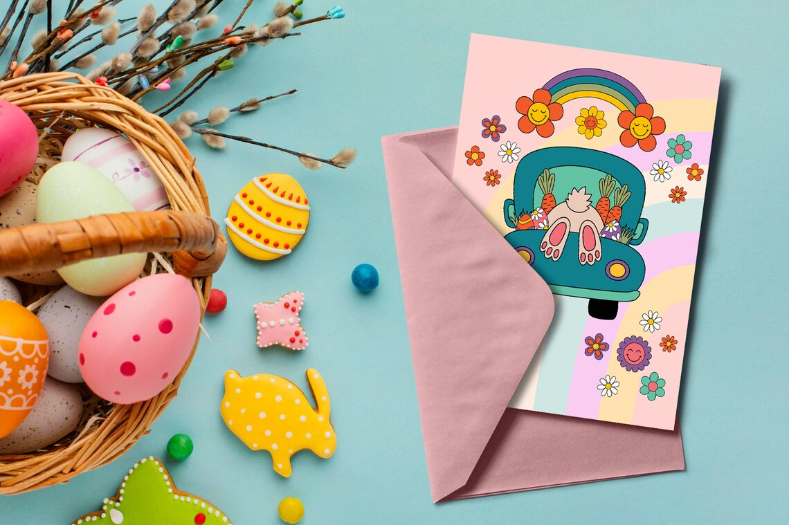 Retro Hippie, Easter Groovy, Groovy Bunny Clipart, Hippie Chick SVG ...