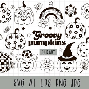Groovy Halloween Clipart, Retro Fall Png, Halloween SVG, Groovy ...