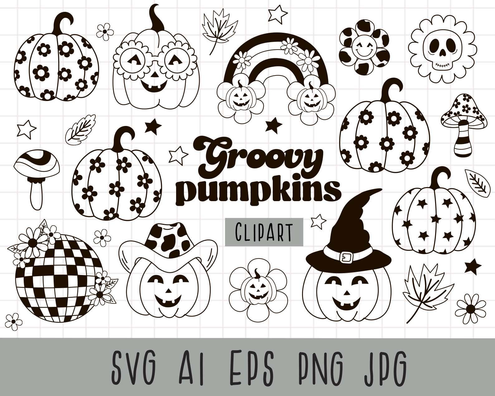 Groovy Halloween Clipart, Retro Fall Png, Halloween SVG, Groovy ...