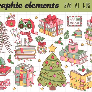 Christmas Bookish Clipart, Christmas Books Png, Book Lovers Png ...