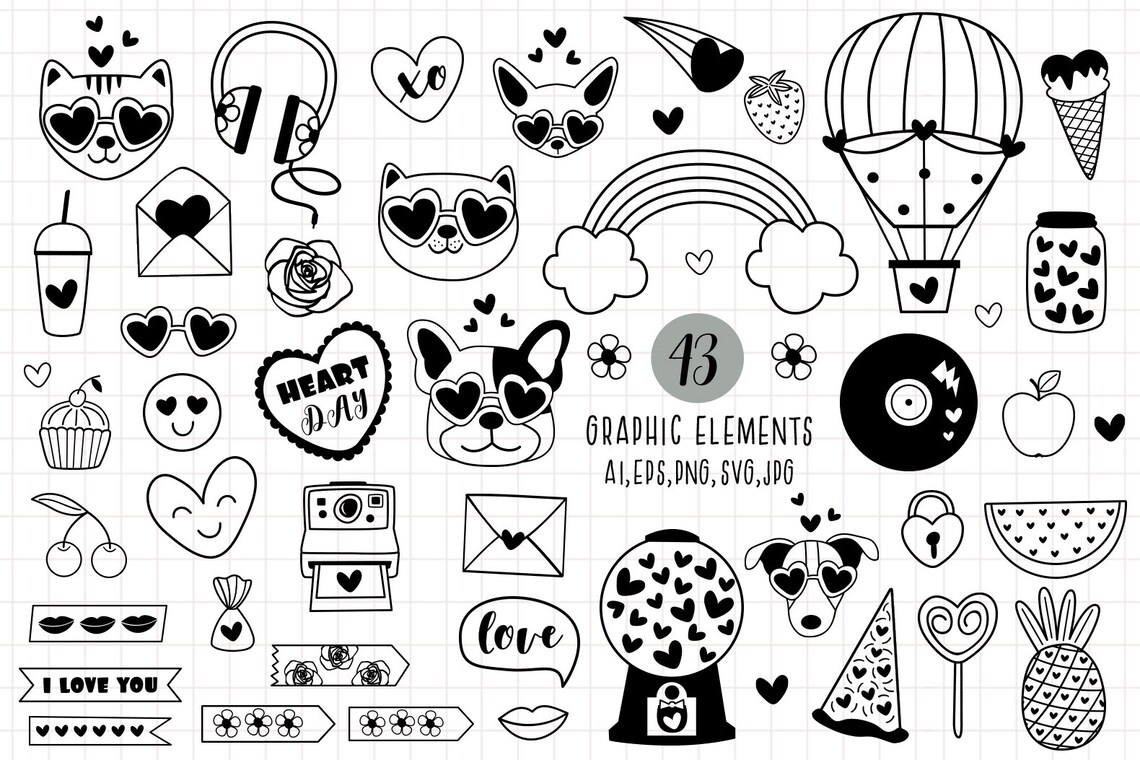 Dog Lover Svg, Love Cat Clipart, Dog Clipart, Love Things Clipart ...