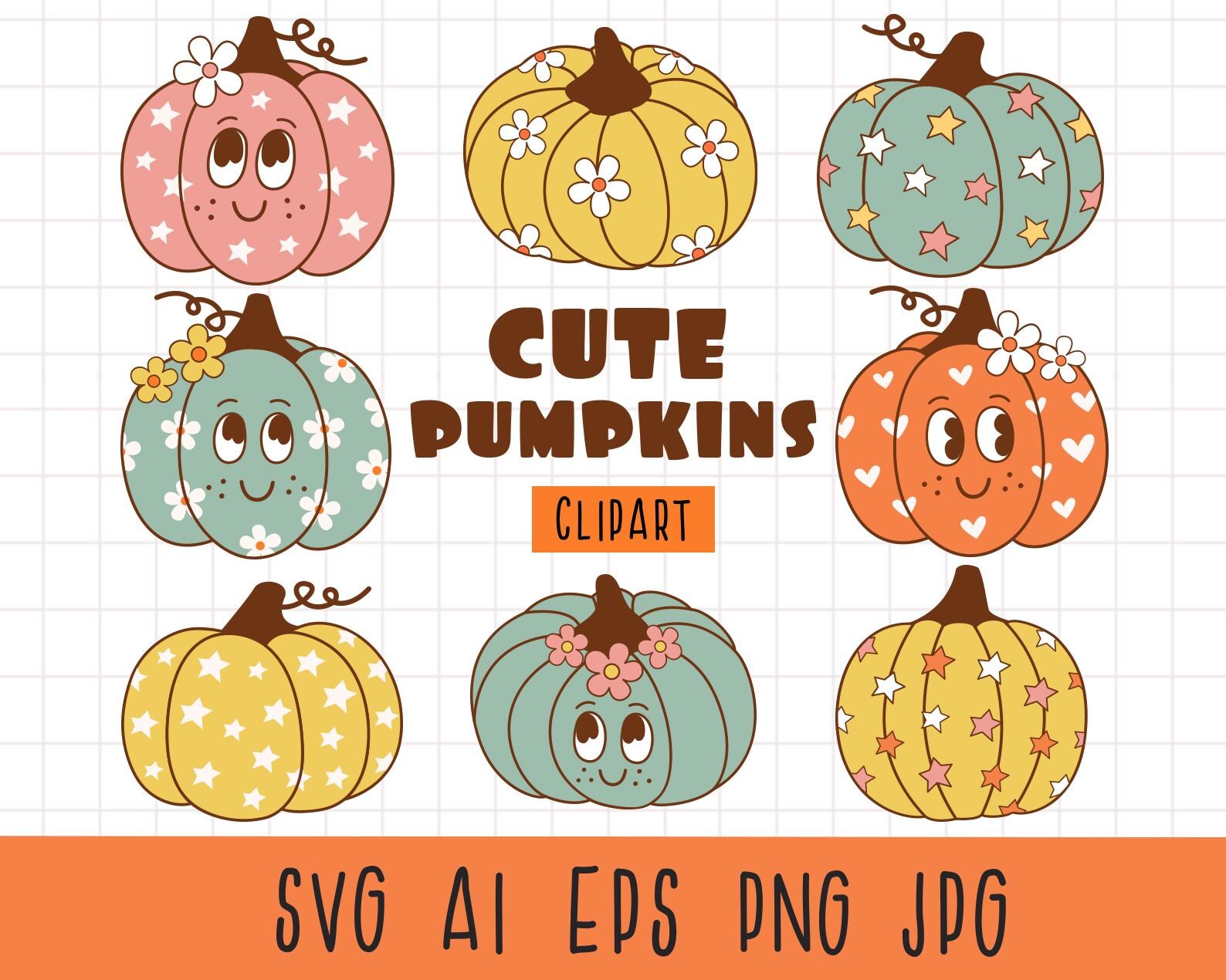 Groovy Retro, Pumpkin Clipart, Autumn Png, Vintage Pumpkin Png, Groovy ...