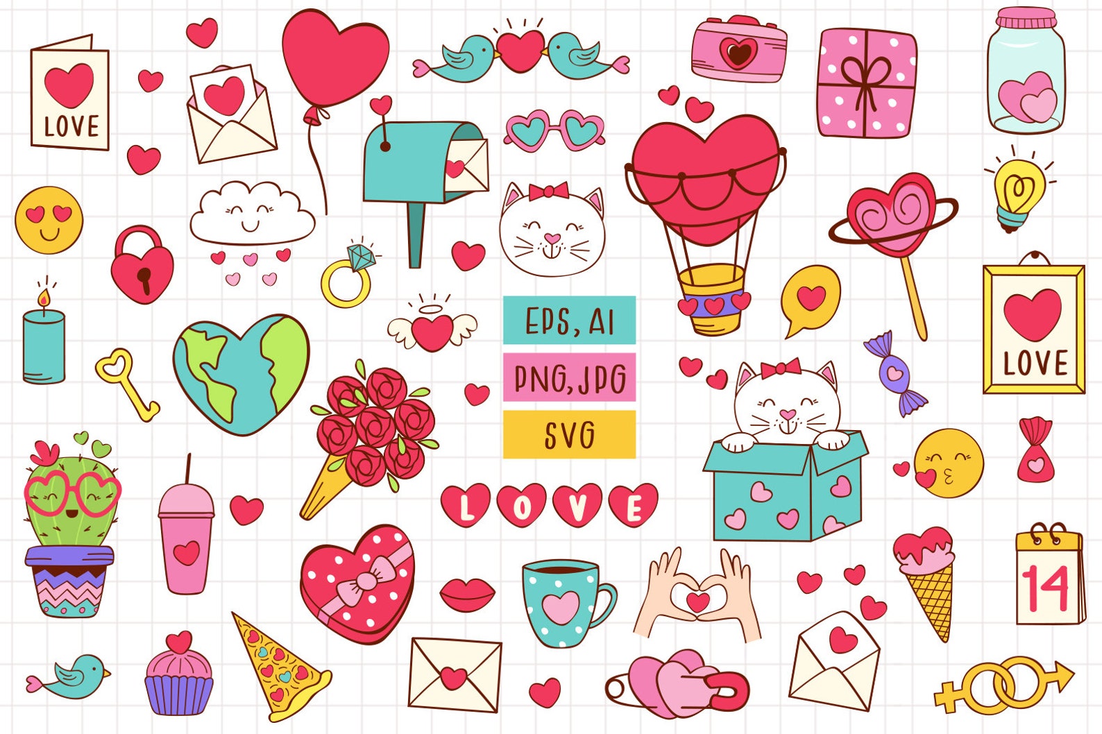 Love Stickers Clipart Valentines Clipart Valentines Day Clipart Love ...
