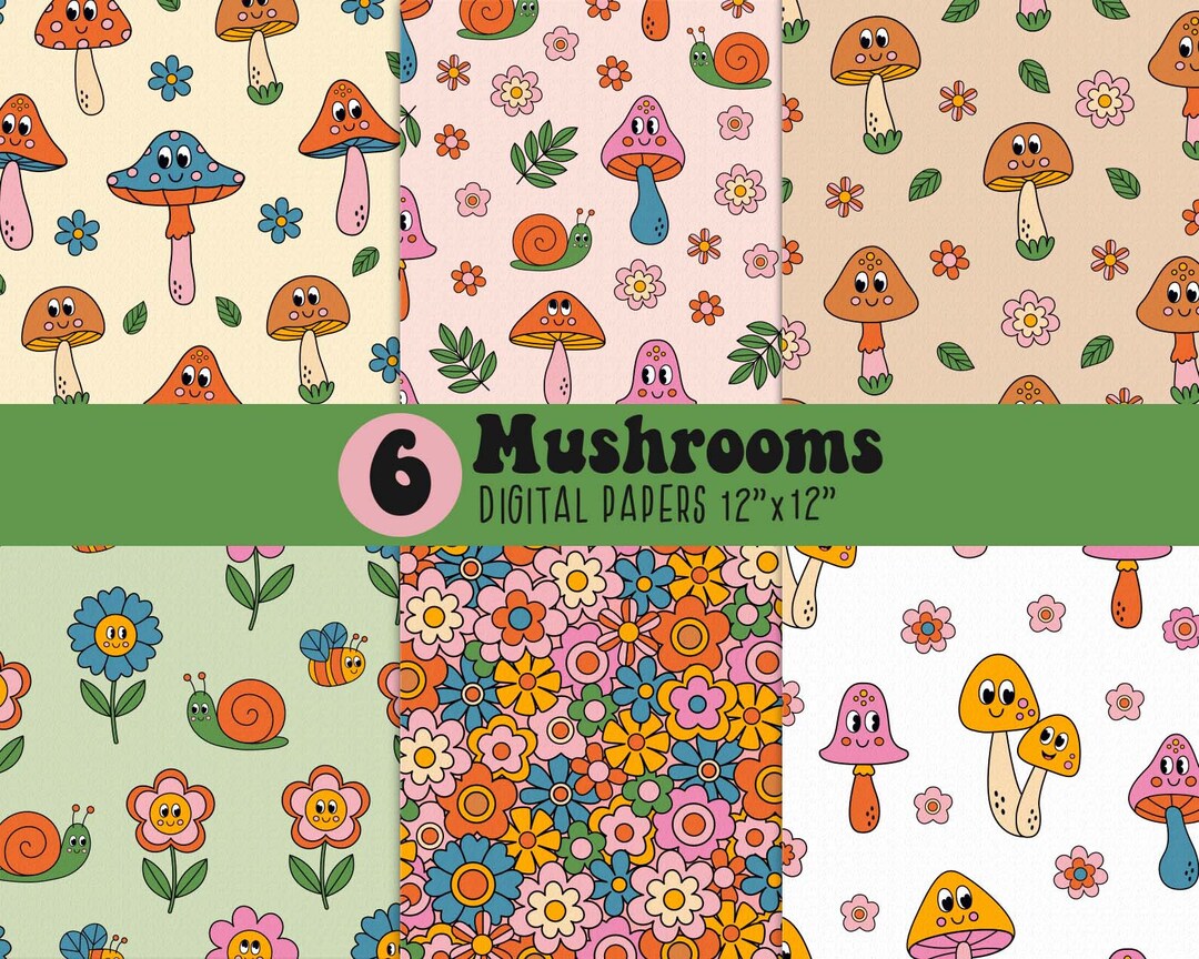 Mushroom Seamless Pattern, Cute Mushrooms Pattern, Groovy Mushroom ...