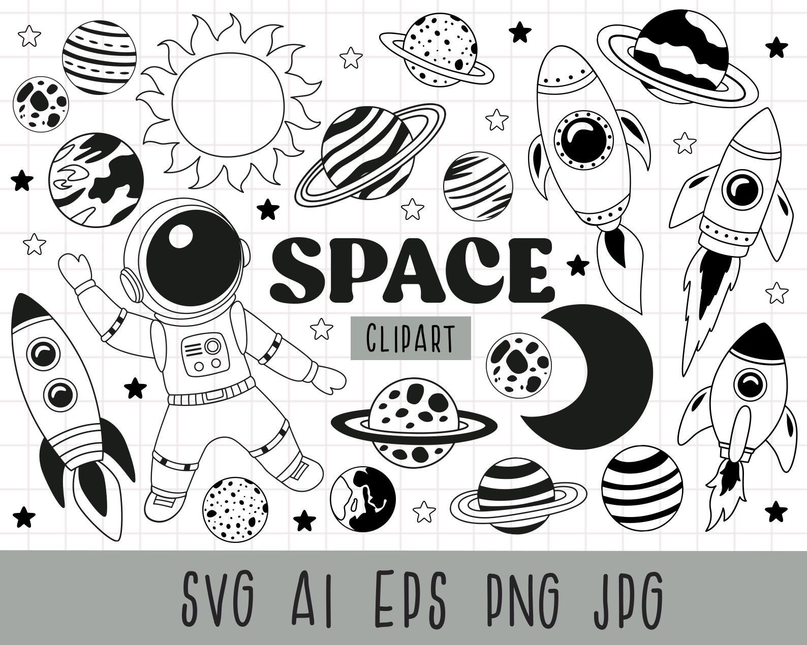 Astronaut Nursery Clipart, Astronaut Spaceship, Rocket Clipart, Stars ...