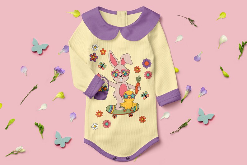 Retro Hippie, Easter Groovy, Groovy Bunny Clipart, Hippie Chick SVG ...