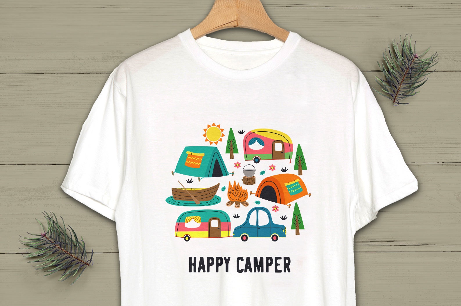 Happy Camper Clipart Bundle, Camping Clip Art, Camping Life Svg ...