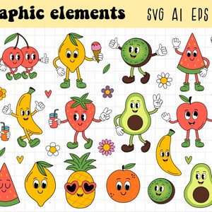 Groovy Retro Cartoon, Retro Summer Clipart, Groovy Characters SVG ...