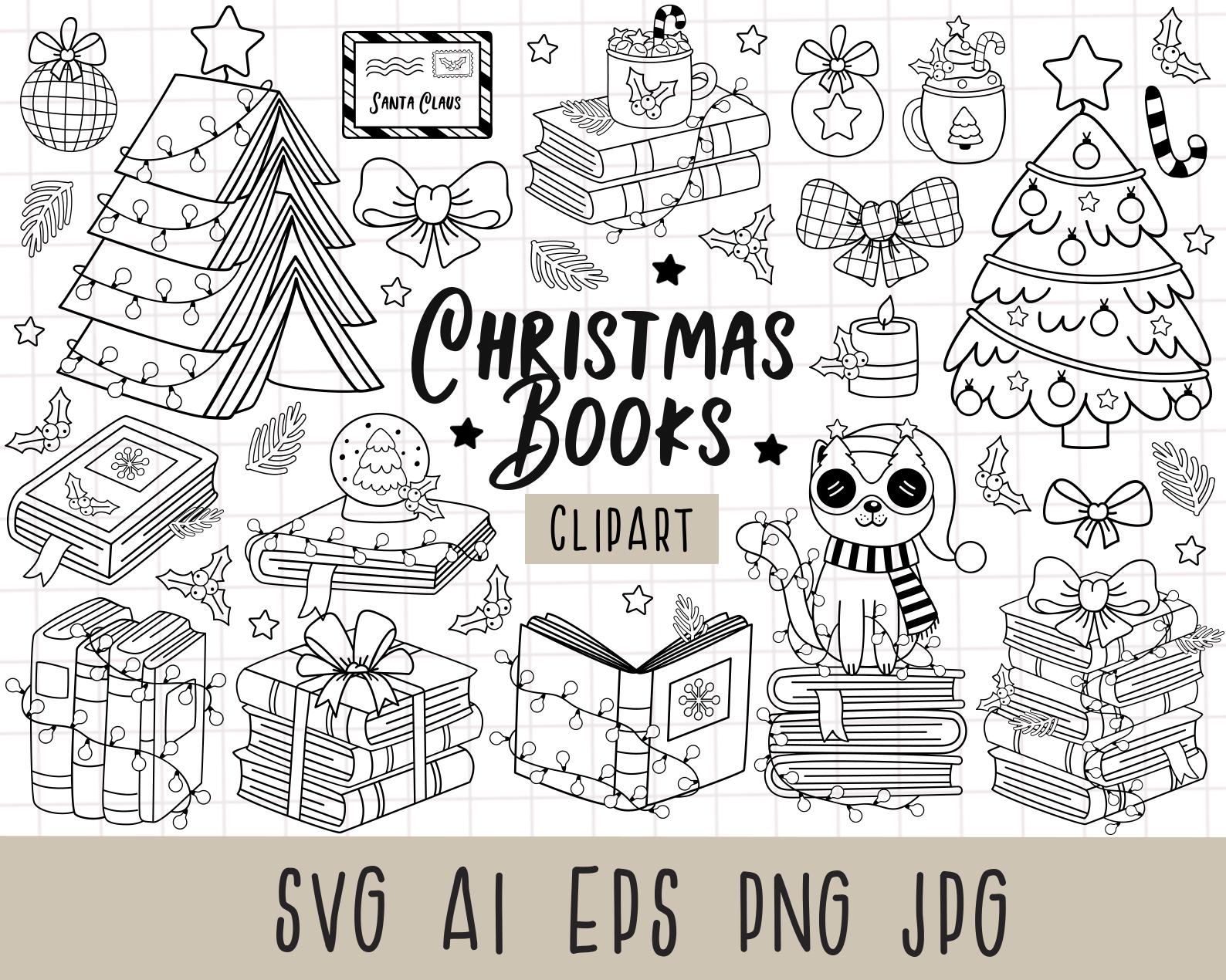 Christmas Bookish Clipart, Christmas Books Png, Book Lovers Png ...
