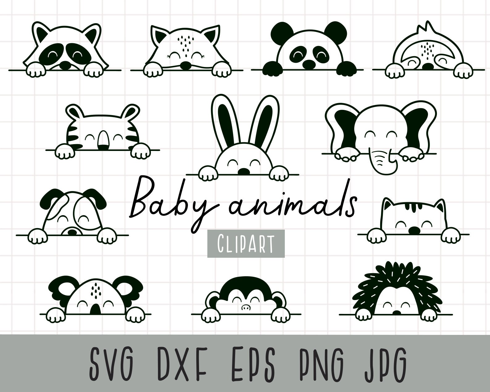 Animal Faces Clipart, Head Clipart, Frame Clipart, Border Clipart, Cute ...