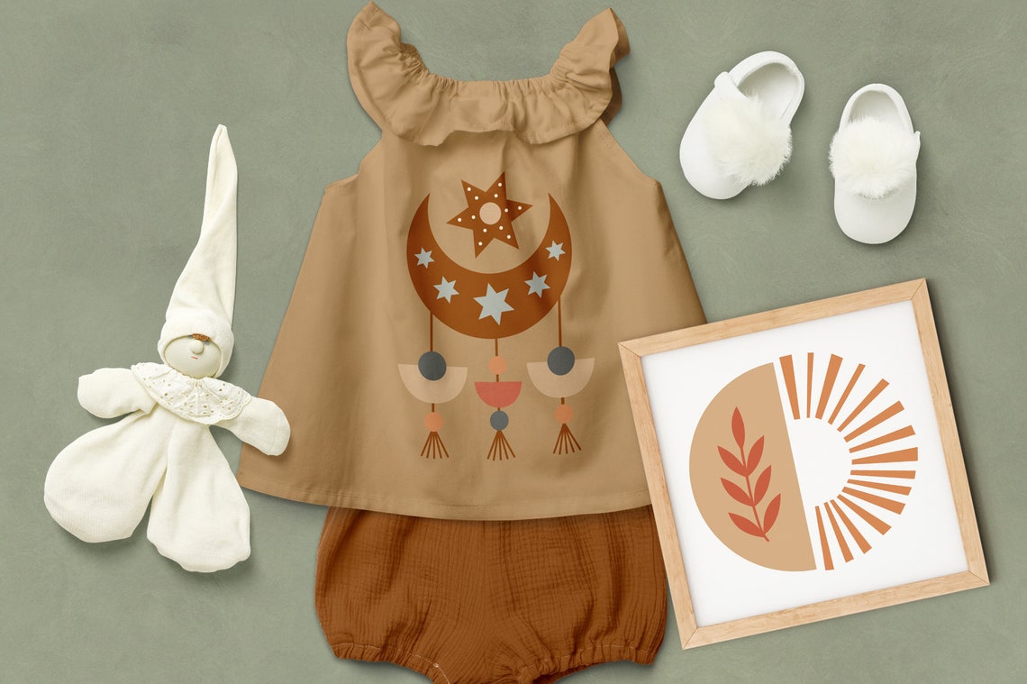 Celestial Svg, Bohemian Moon Svg, Boho Moon Clipart, Moon Phase Clipart ...