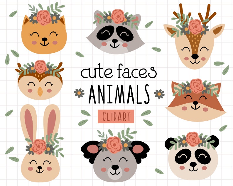 Boho Animal Face Clipart Bohemian Animals Svg Animal Faces - Etsy