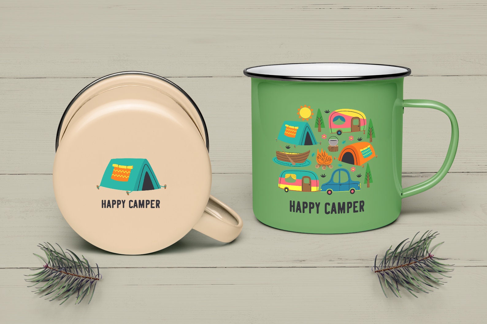 Happy Camper Clipart Bundle, Camping Clip Art, Camping Life Svg ...
