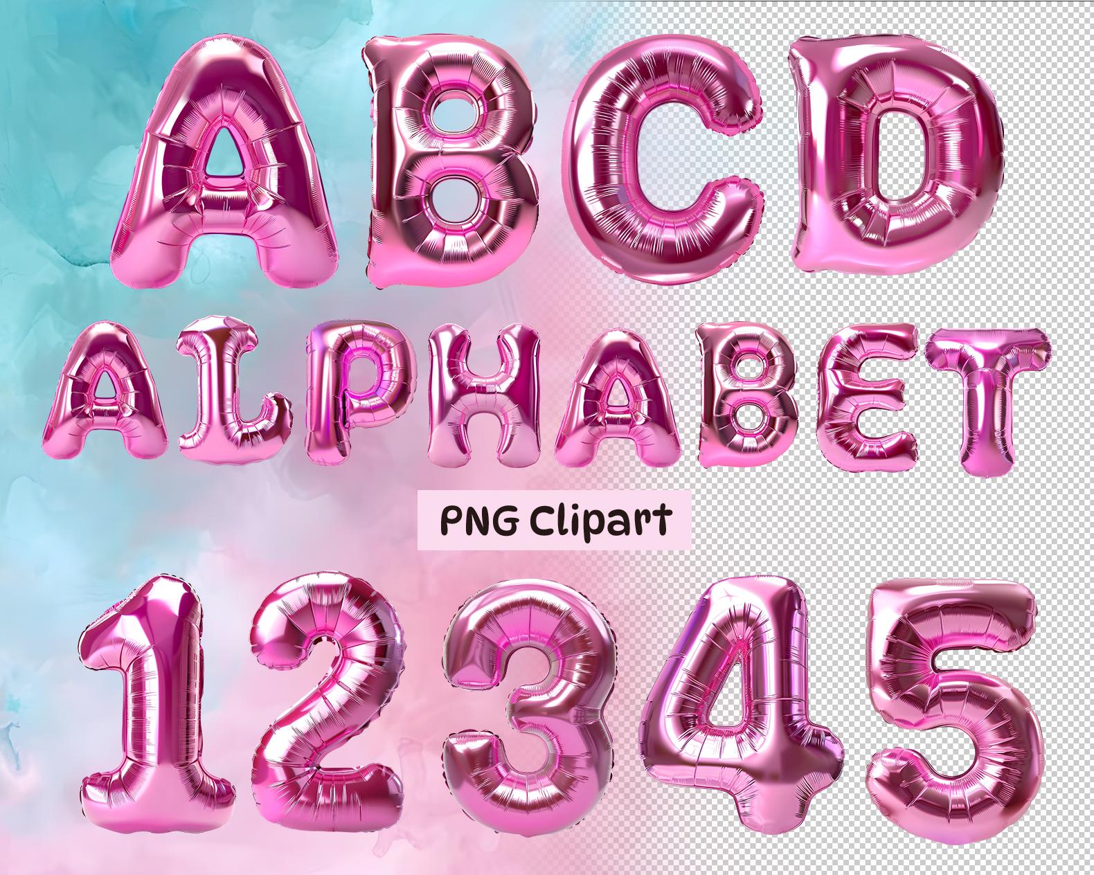 3D Foil Balloon Alphabet Clipart, Party Balloon Alphabet , Balloon Pink ...