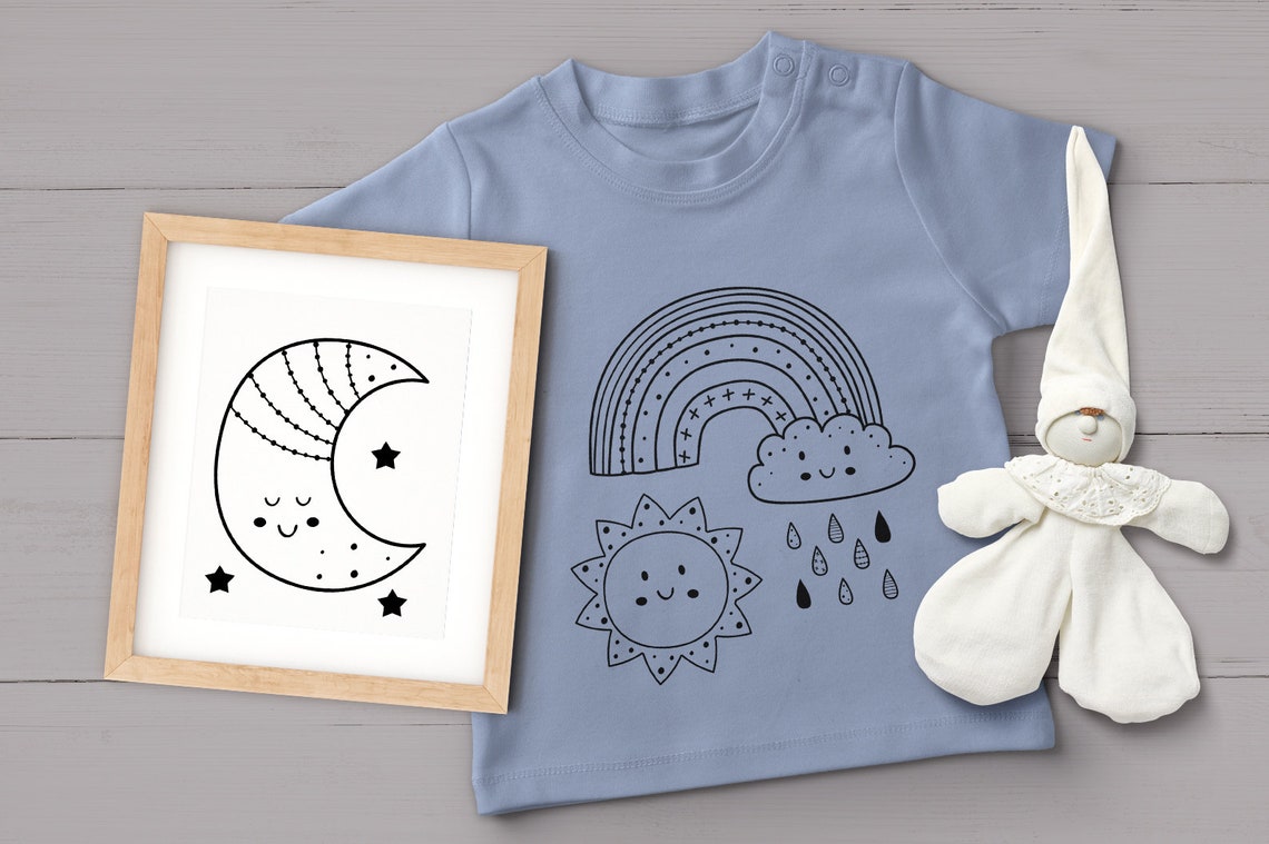 Weather Clipart Set Cloud Svg Sun Clipart Rainbow Svg Snow - Etsy