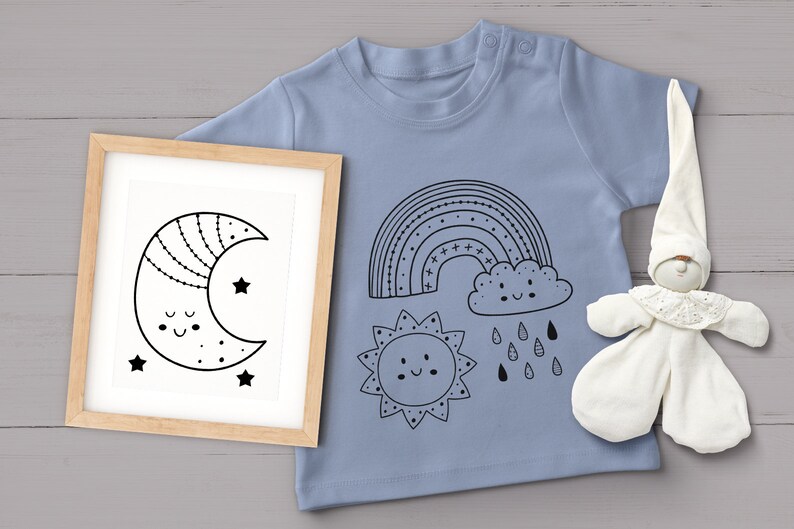 Weather Clipart Set, Cloud Svg, Sun Clipart, Rainbow Svg, Snow Clipart ...