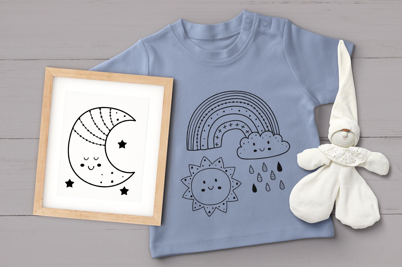 Weather Clipart Set, Cloud Svg, Sun Clipart, Rainbow Svg, Snow Clipart ...