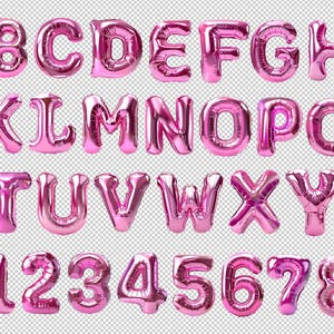 3D Foil Balloon Alphabet Clipart, Party Balloon Alphabet , Balloon Pink ...