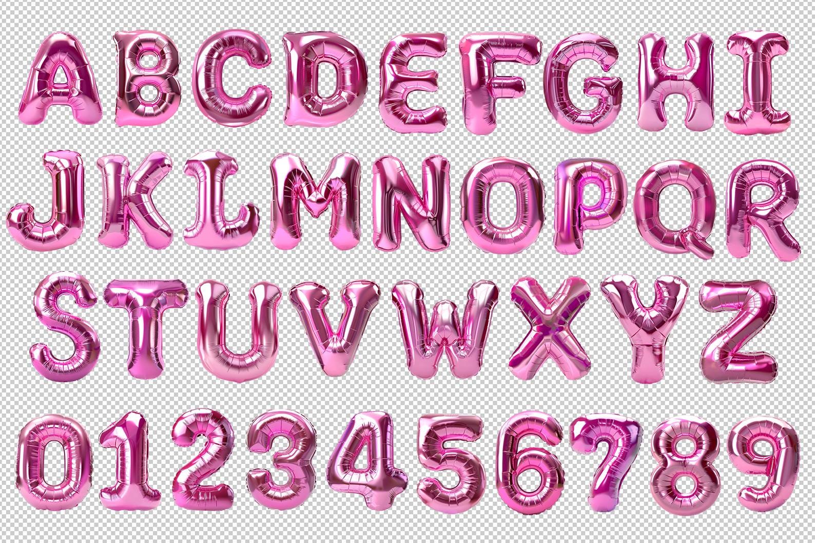 3D Foil Balloon Alphabet Clipart, Party Balloon Alphabet , Balloon Pink ...