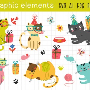Cat Svg Cute Cat Clipart Cats Svg Birthday Svg Kitty Cat Svg Cat Png ...