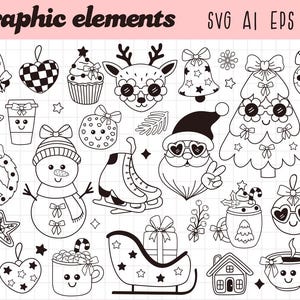 Black and White, Girly Christmas Clipart , Retro Coquette Christmas ...