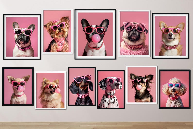 Playful Dog Wall Art Prints, Dog Puppy Posters, Dog Print, Cute Puppy ...