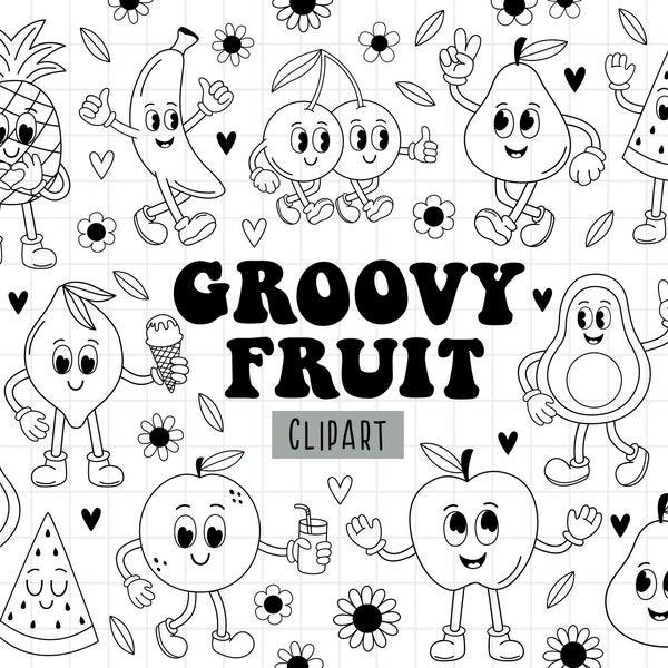 Smiley Fruit Clipart - Etsy