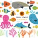Sea Life Clipart, Ocean Clipart, Coral Reef Fish Clipart, Colorful Fish ...