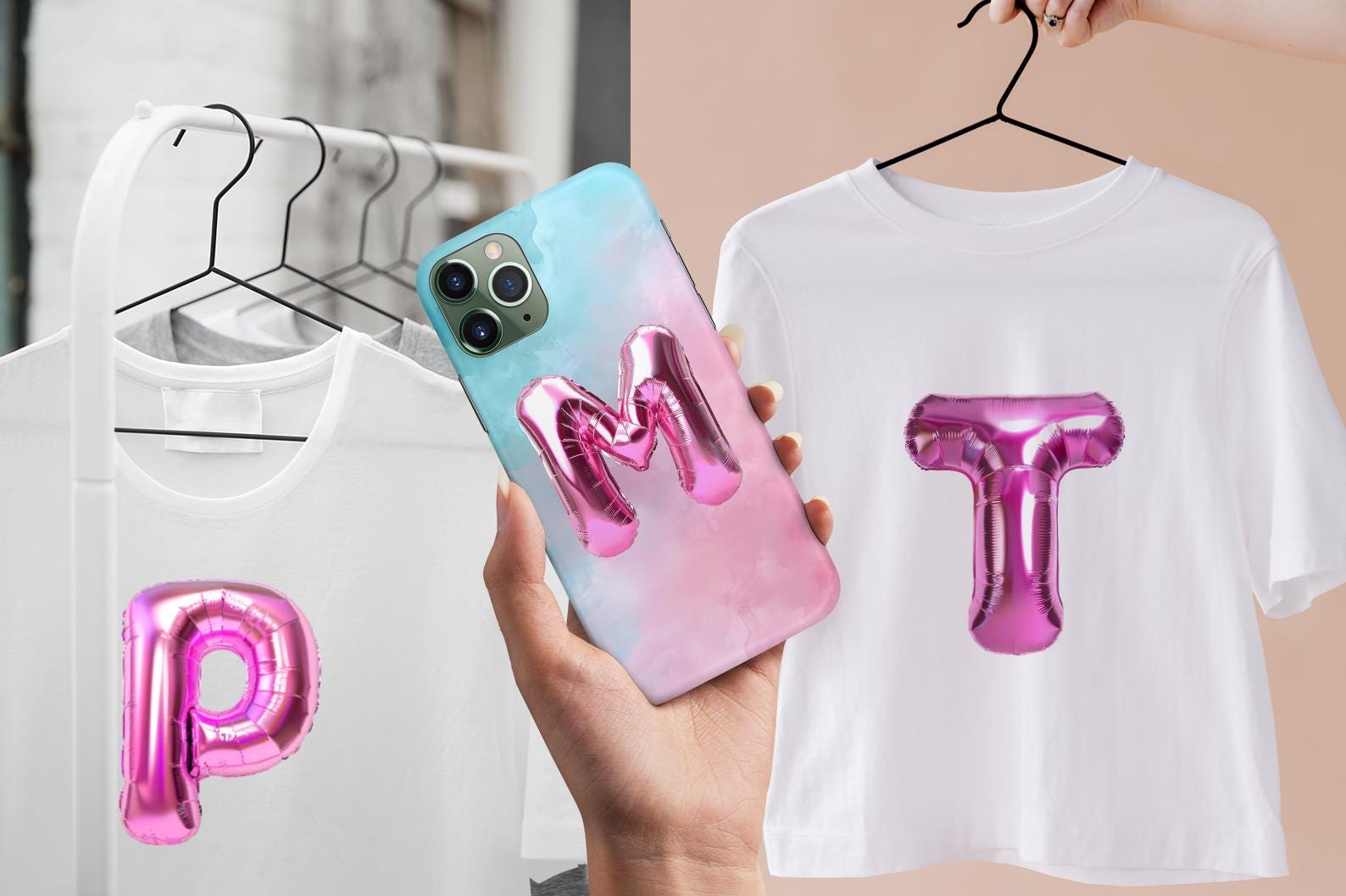 3D Foil Balloon Alphabet Clipart, Party Balloon Alphabet , Balloon Pink ...