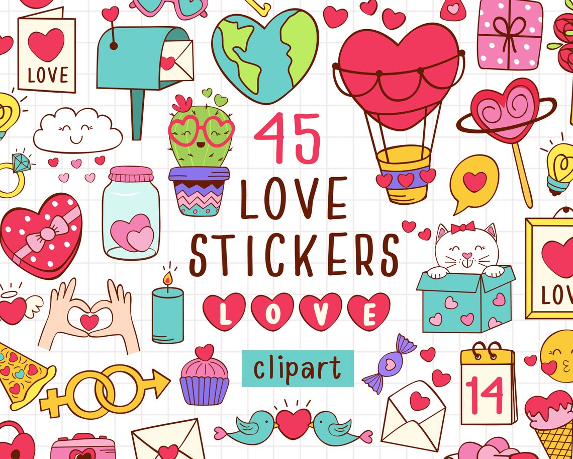 Love Stickers Clipart Valentines Clipart Valentines Day Clipart Love ...